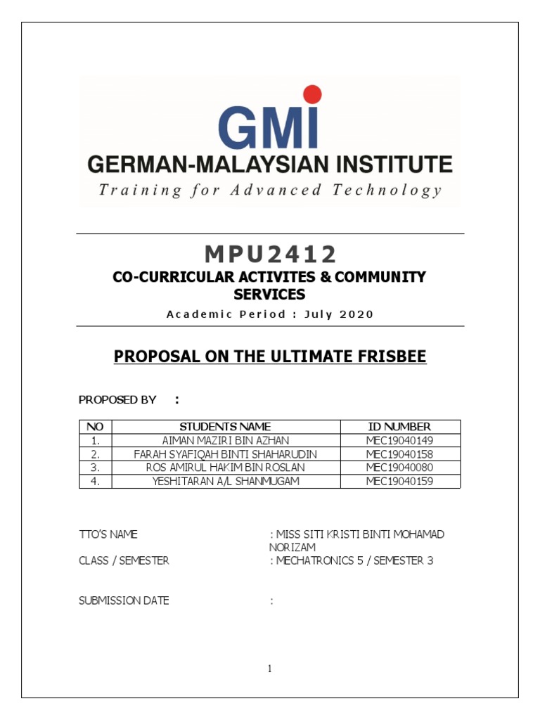 MPU2412 Proposal | Download Free PDF | Self Esteem | Sports