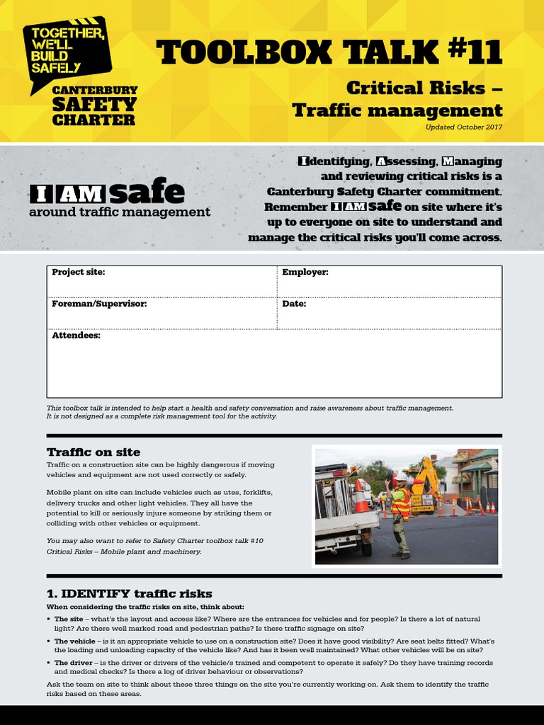 Toolbox Talk 11: Critical Risks - Traffic Management | PDF | Traffic ...