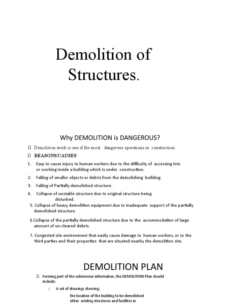 Demolition of Structures | PDF | Demolition | Economic Sectors