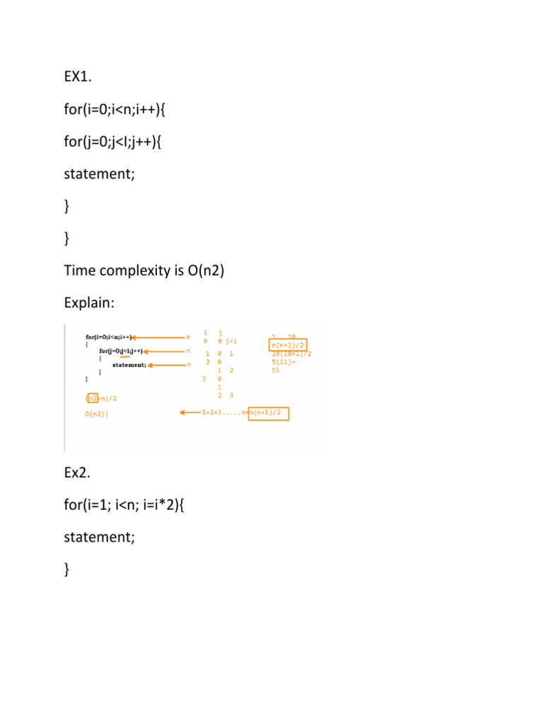 EX1. For (I 0 I N I++) (For (J 0 J I J++) (Statement ) ) Time ...