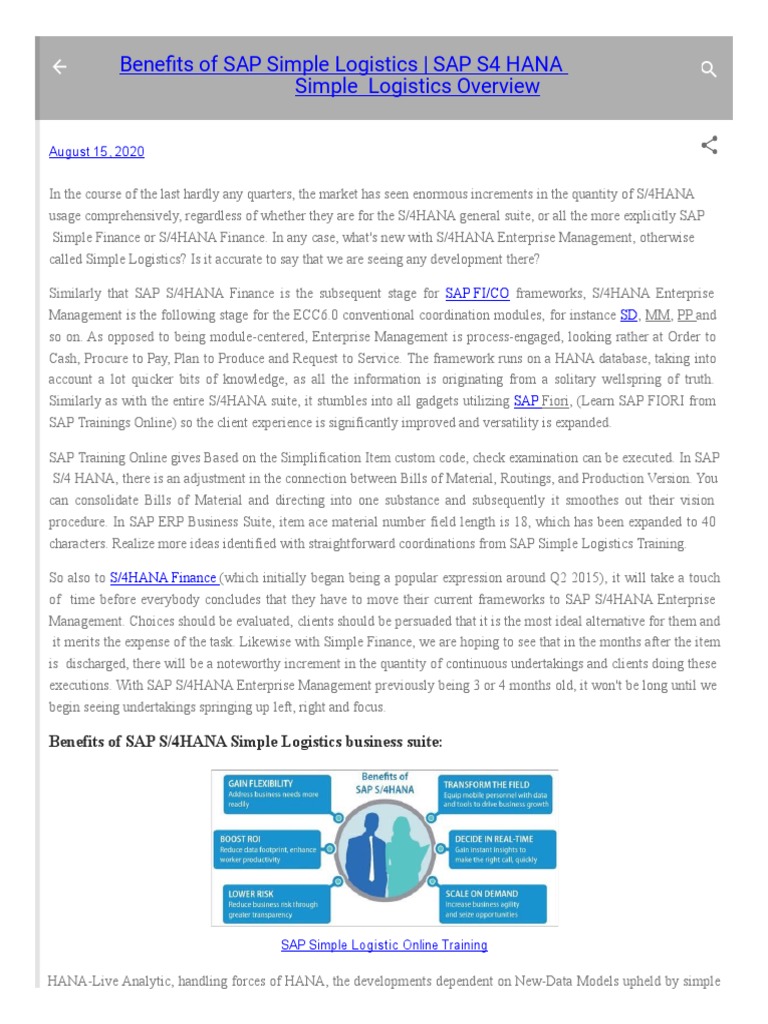 SAP S/4HANA Simple Logistics Overview | PDF