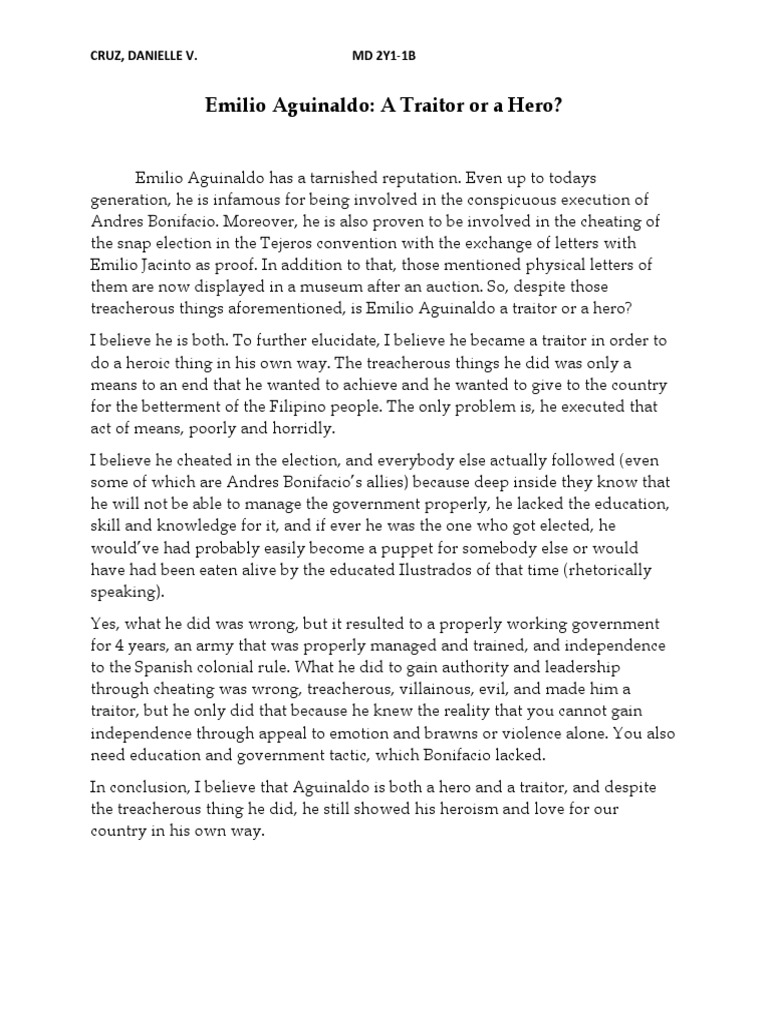 Aguinaldo: Hero or Traitor? Analysis | PDF