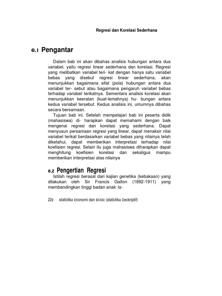 Regresi Dan Korelasi Sederhana | PDF