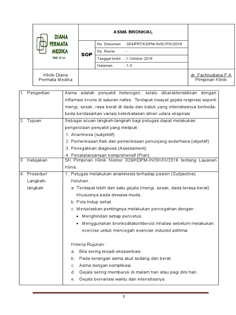 SOP ASMA BRONKIAL (2) - Print | PDF