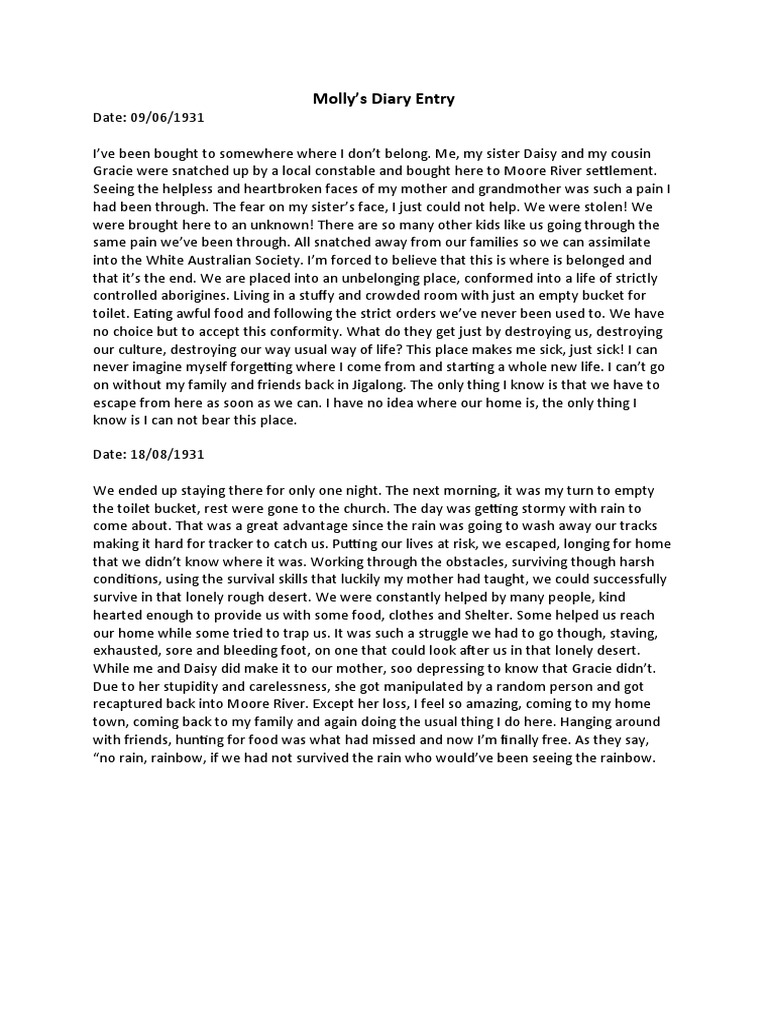 Diary Entry Molly | PDF