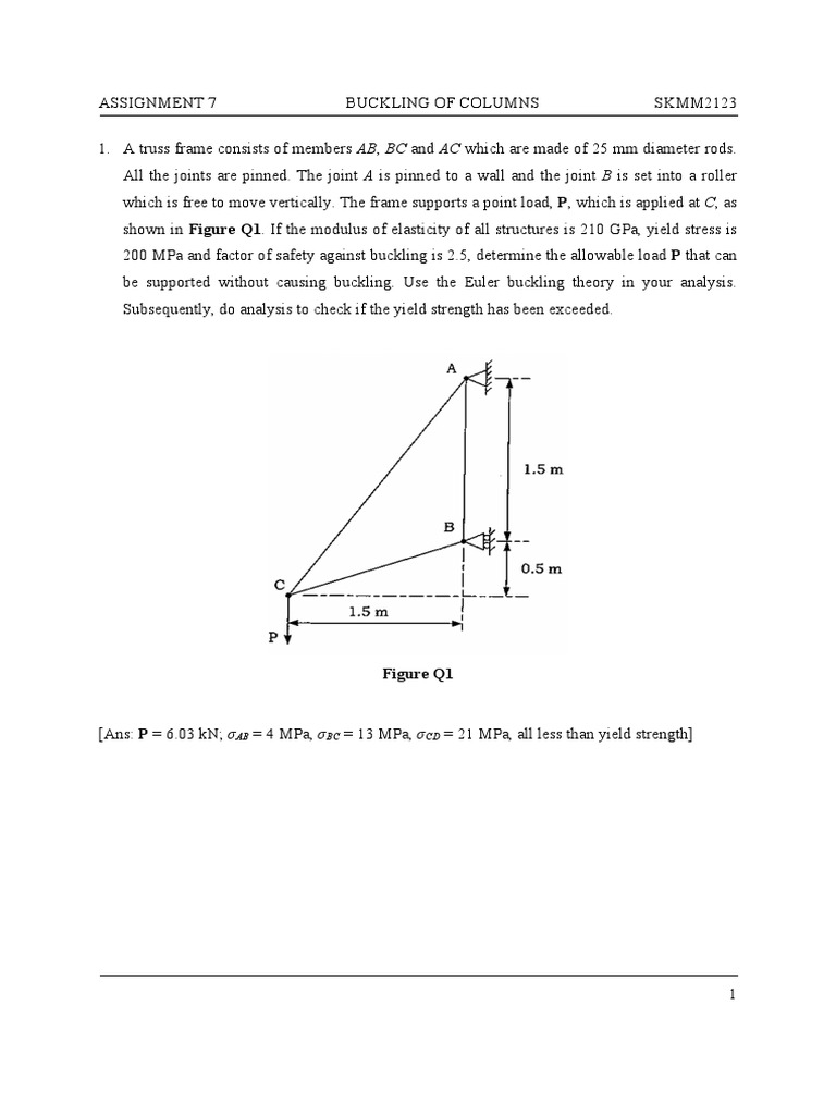 7-Buckling of Columns-Asgn | PDF | Buckling | Strength Of Materials