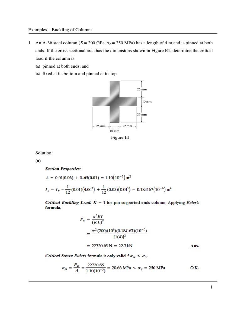 7-Examples-Buckling of Columns | Download Free PDF | Elementary ...