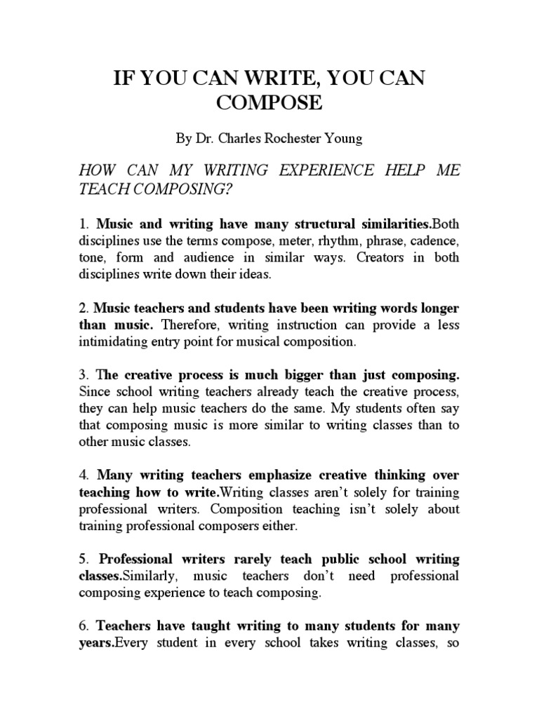 If You Can Write, You Can Compose: How Can My Writing Experience Help ...