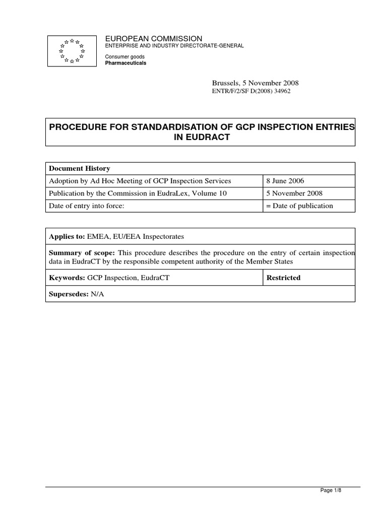 2008 09 16 Guideline Procedure-Cgp-Eudract en PDF | Download Free PDF ...