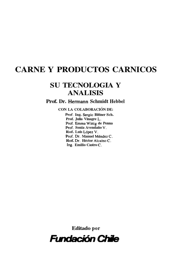 Herman Schmidt, Carne y Productos Carnicos Su Tecnologia y Analisis ...