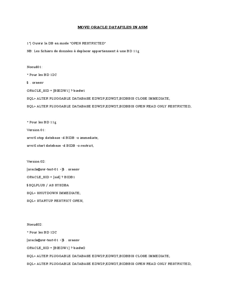 Move Oracle Datafiles In Asm Pdf Backup Databases