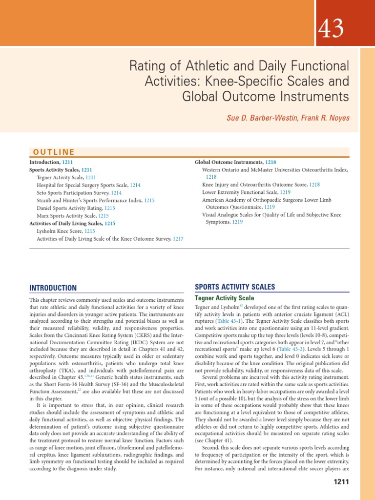 Rating of Athletic and Daily Functional Activities: Knee-Specific ...