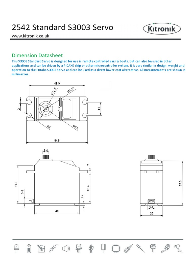 2542 Standard s3003 Servo Dimensions Datasheet | PDF