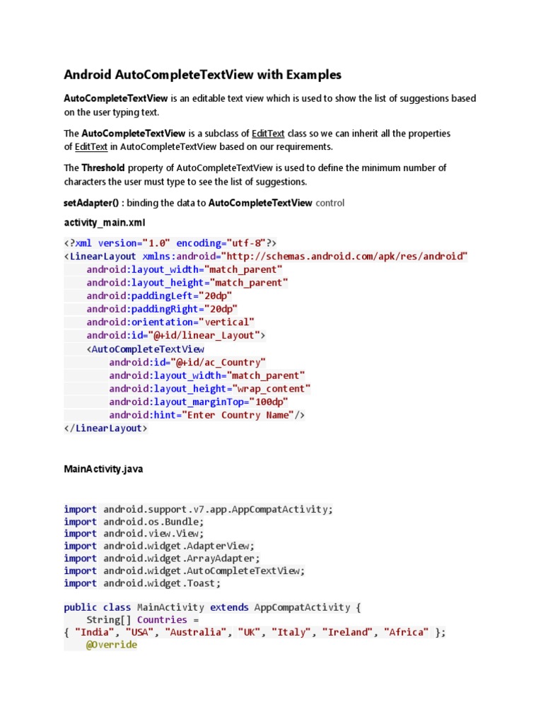 Android Examples | PDF | Dialog Box | Android (Operating System)