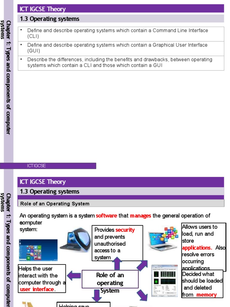 ICT IGCSE: Operating Systems Basics | PDF | Graphical User Interfaces | Command Line Interface