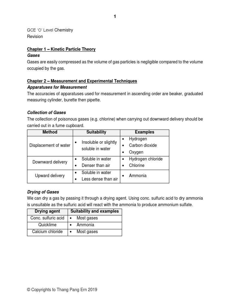 Chemistry Revision Notes For O Level | PDF | Oxide | Catalysis