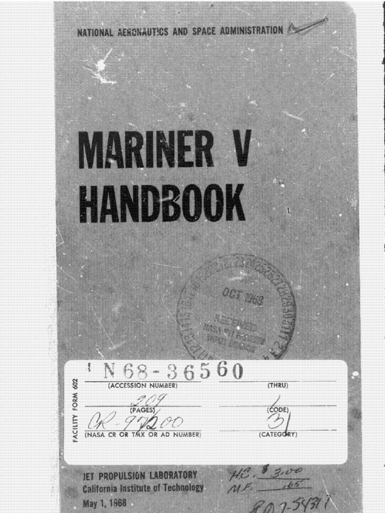 Mariner V Handbook | PDF | Mariner Program | Attitude Control