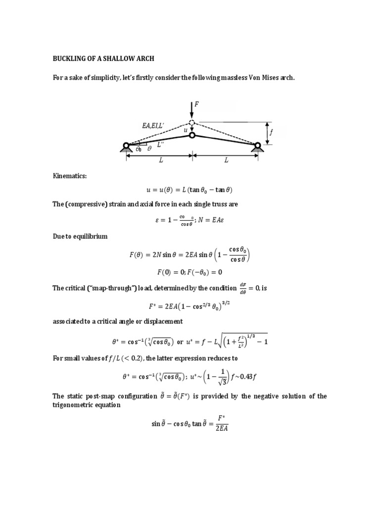 Shallow Arch PDF | PDF | Trigonometric Functions | Buckling