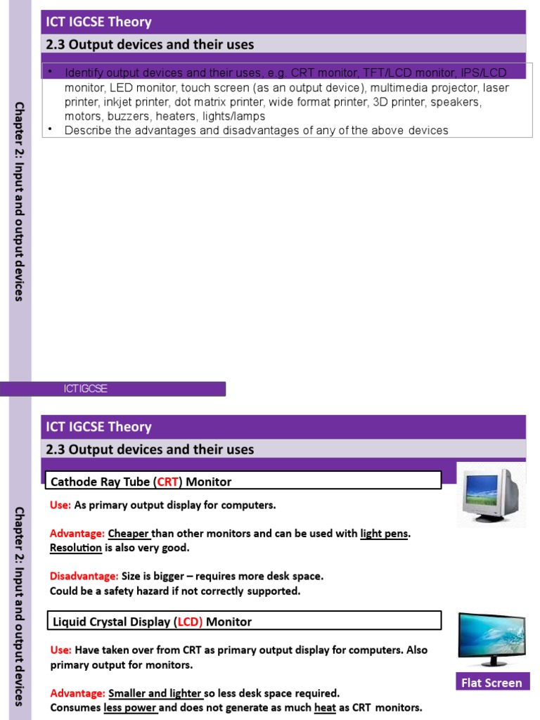 2.3 Output Devices and Their Uses | PDF | Computer Monitor | Printer ...