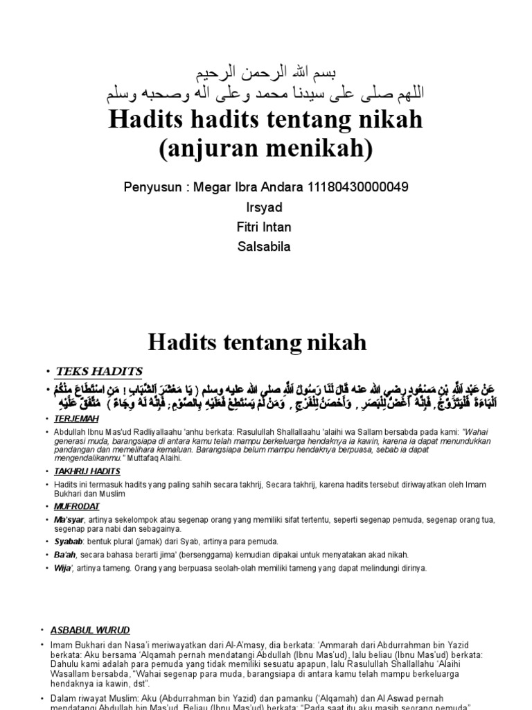 Anjuran Menikah dalam Hadits Nabi | PDF