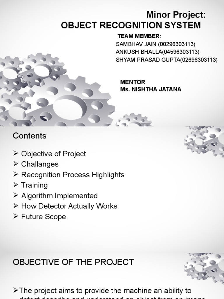 Minor Project Object Recognition System Pdf Statistical Classification Sensor 