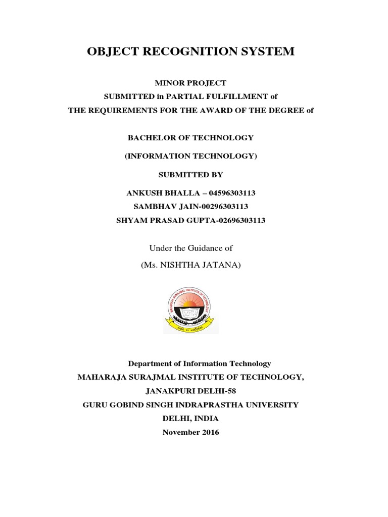 Object Recognition System Report | PDF | Machine Learning | Computer Vision