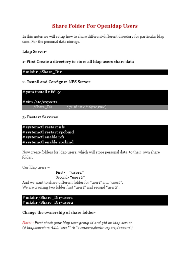 Share Folder For Openldap Users | PDF | Computer File | Directory (Computing)