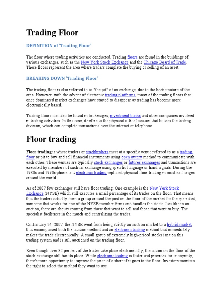 Understanding the Trading Floor | PDF | Stock Market | Securities (Finance)