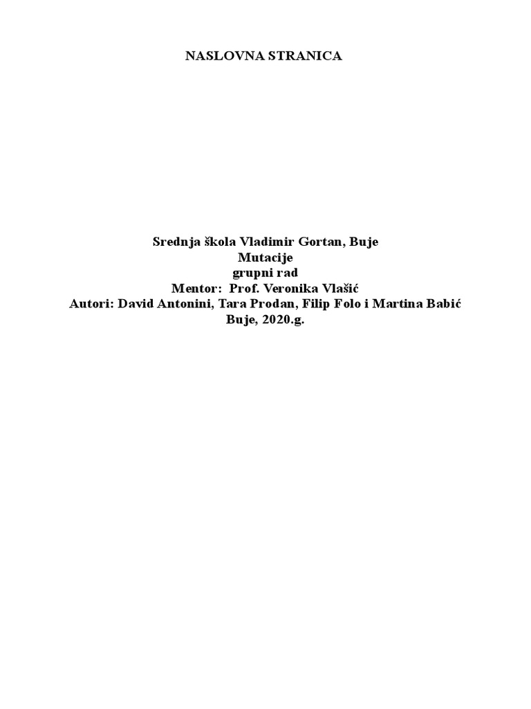 Biologija Mutacije | PDF