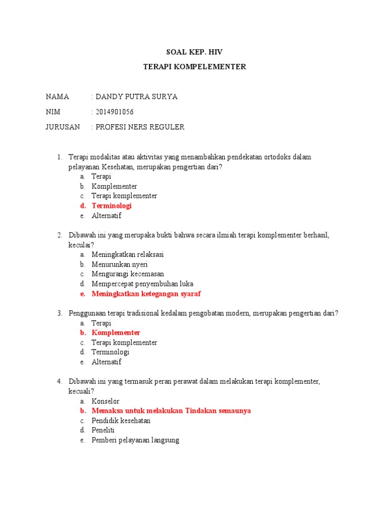 Dandy Putra Surya (2014901056) - Soal Terapi Komplementer | PDF