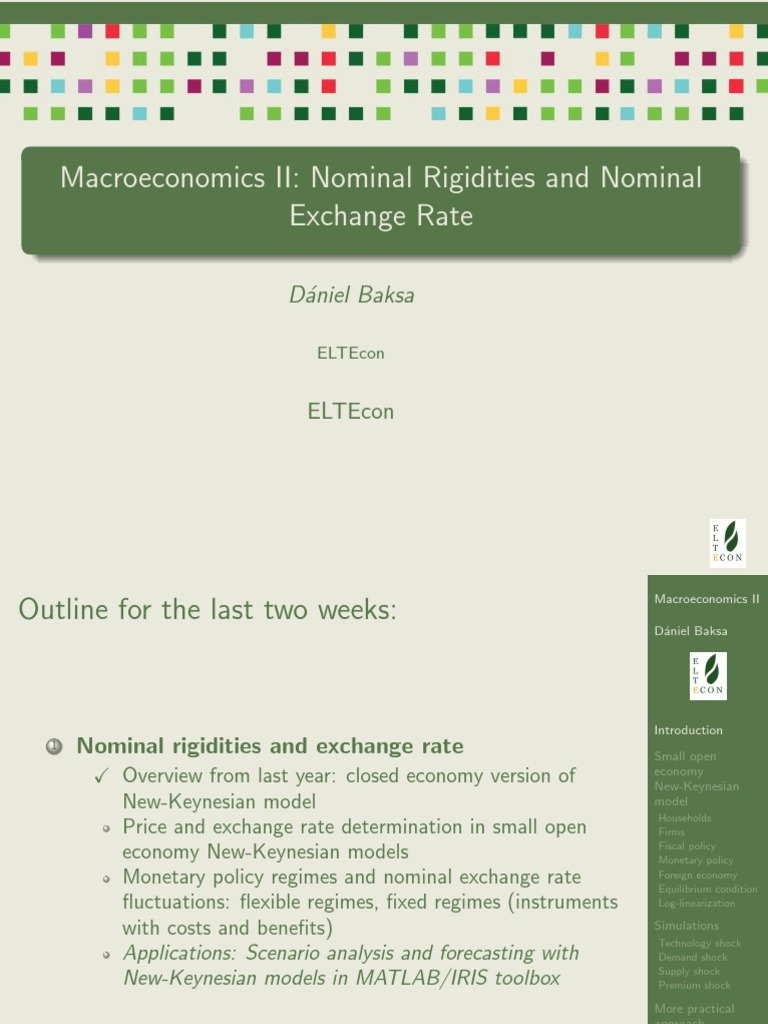 Macroeconomics II: Nominal Rigidities and Nominal Exchange Rate | PDF ...