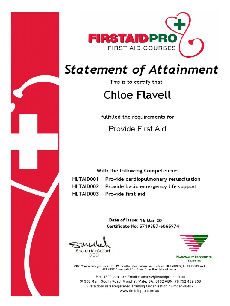 First Aid Certification Overview | PDF