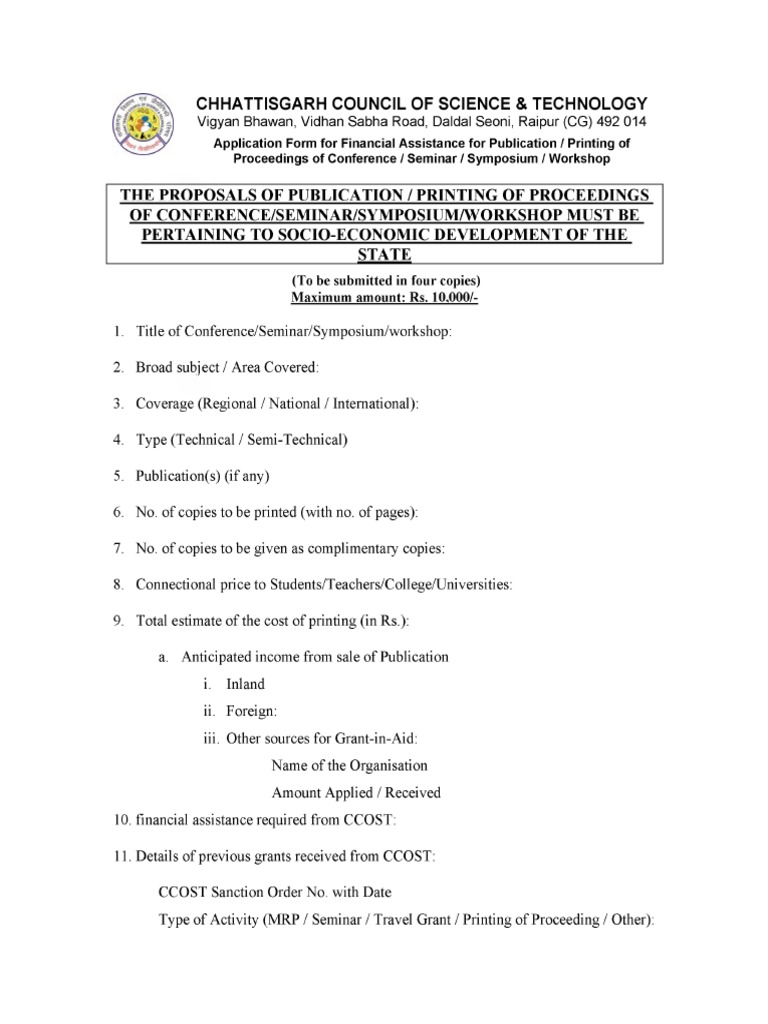 Proforma For Publication Grant | PDF | Government | Social Institutions