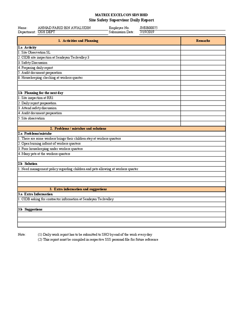 Daily SSS Work Report 2 July 2019 - Copy 1 | Download Free PDF | Business