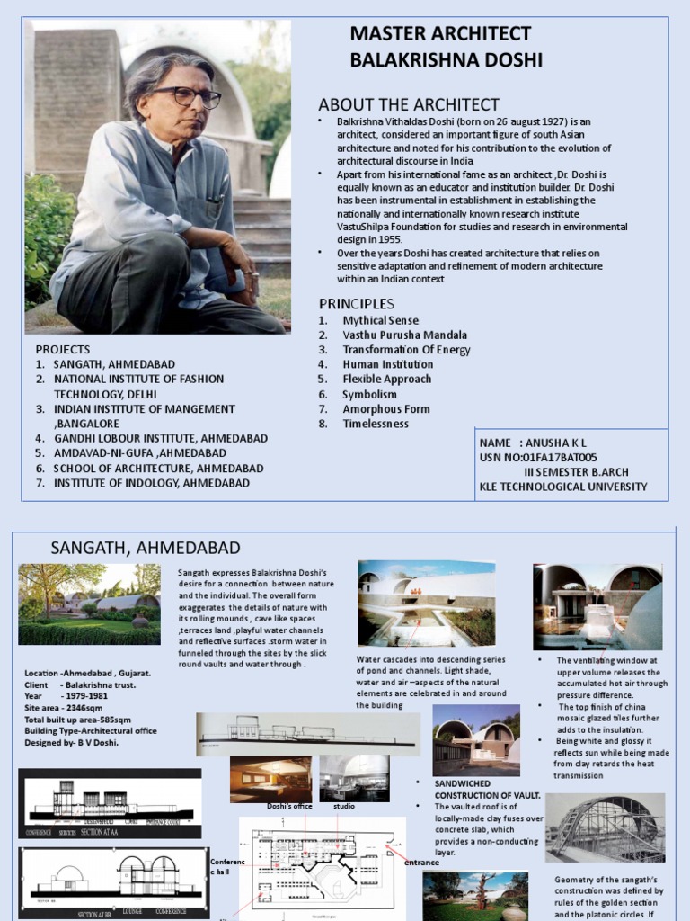 Master Architect Balakrishna Doshi's principles and projects | PDF ...