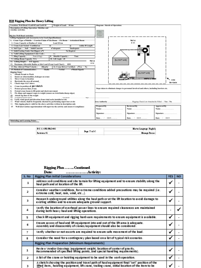 B18 Rigging Plan For Heavy Lifting: Radius 6 M | Download Free PDF ...