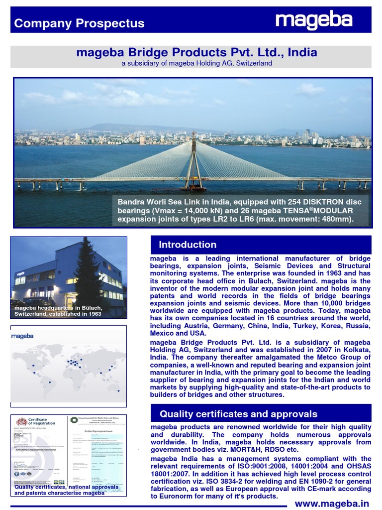 02.mageba India - Company Leaflet Bridge Version 2015.01 EN CGHO | PDF | Bearing (Mechanical ...