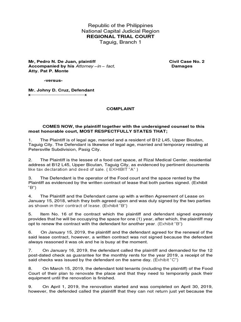 Initiatory Pleading Amended Monte | PDF | Lease | Lawsuit