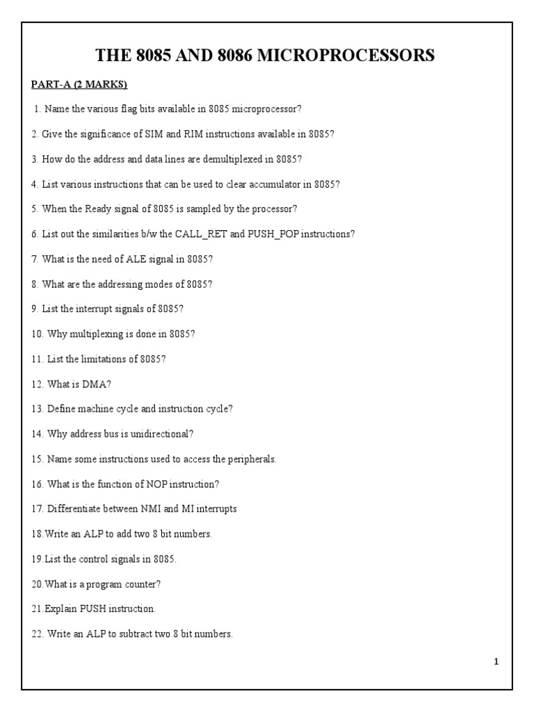 8085 and 8086 Microprocessors Guide | PDF | Central Processing Unit | Assembly Language