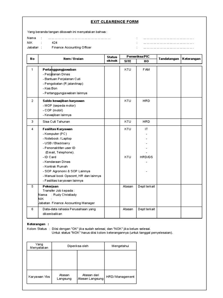 Form Exit Clearance | PDF