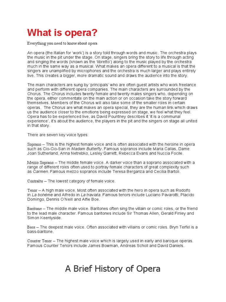 What Is Opera?: A Brief History of Opera | PDF | Opera | Singing