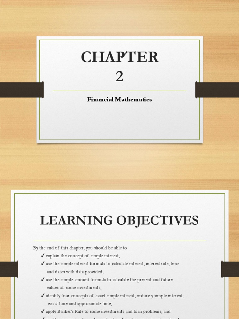 Financial Mathematics Chapter 2 Summary | PDF | Interest | Present Value
