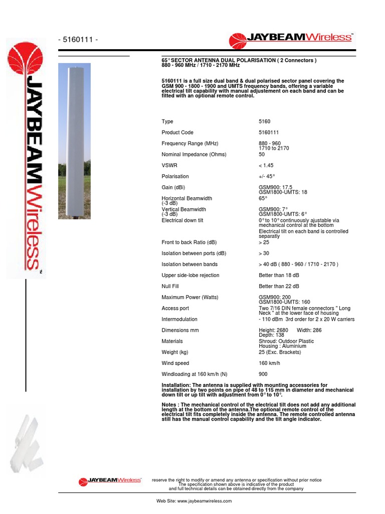 Jbeam 5160111 | Download Free PDF | Antenna (Radio) | Decibel