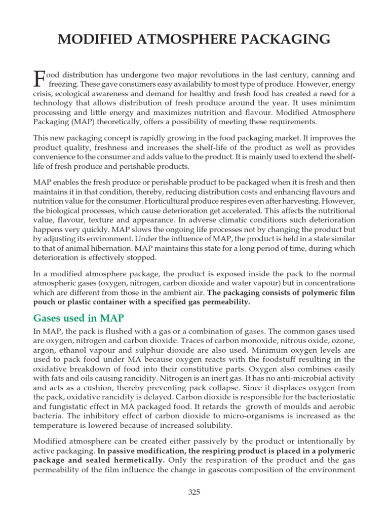 Modified Atmosphere Packaging: Gases Used in MAP | PDF | Polyethylene ...