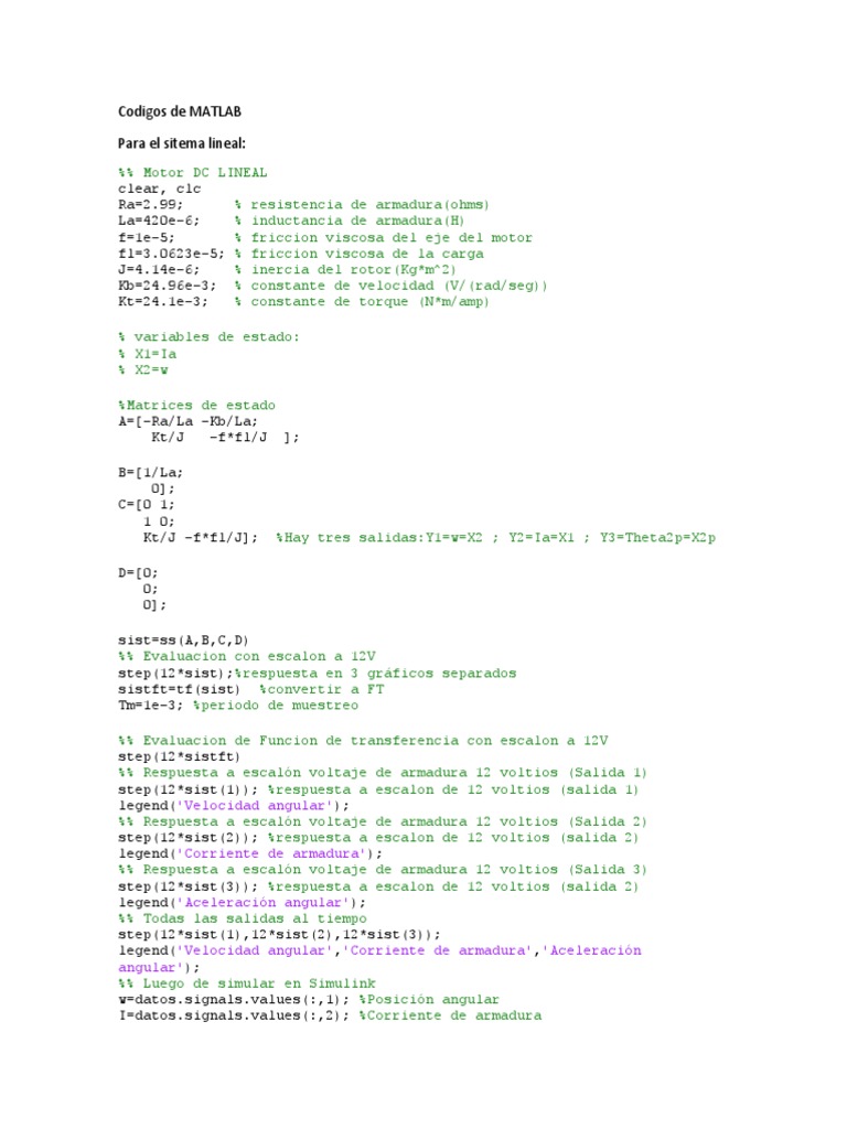 Codigos de MATLAB | PDF | Movimiento (física) | Física