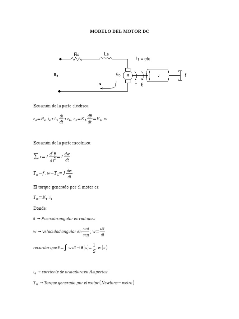 Tarea Modelo Del Motor DC | PDF | Esfuerzo de torsión | Péndulo