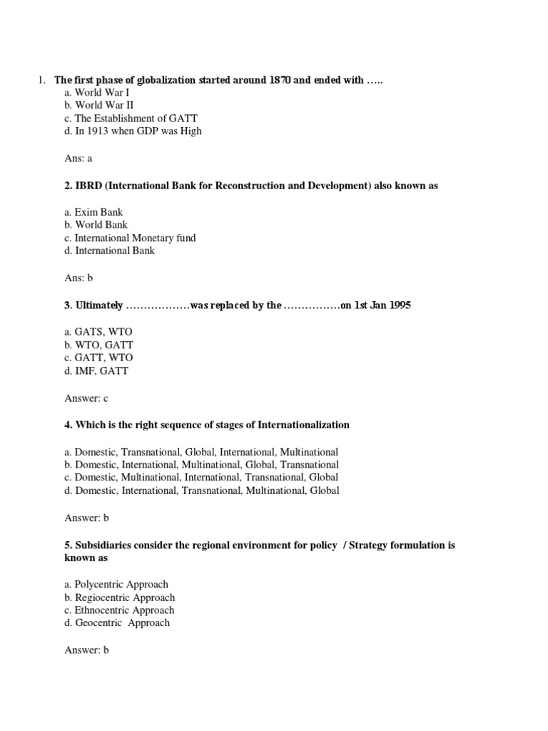 IB MCQs PDF | PDF | Multinational Corporation | Foreign Direct Investment
