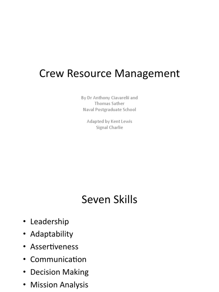 Crew Resource Management | PDF | Leadership | Risk