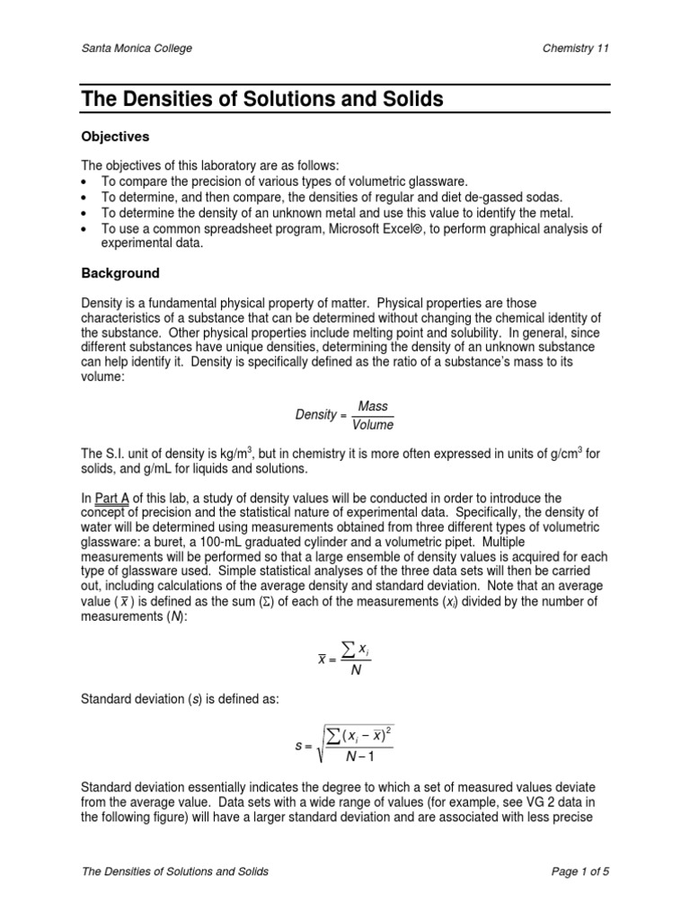Density Procedure | PDF | Density | Volume