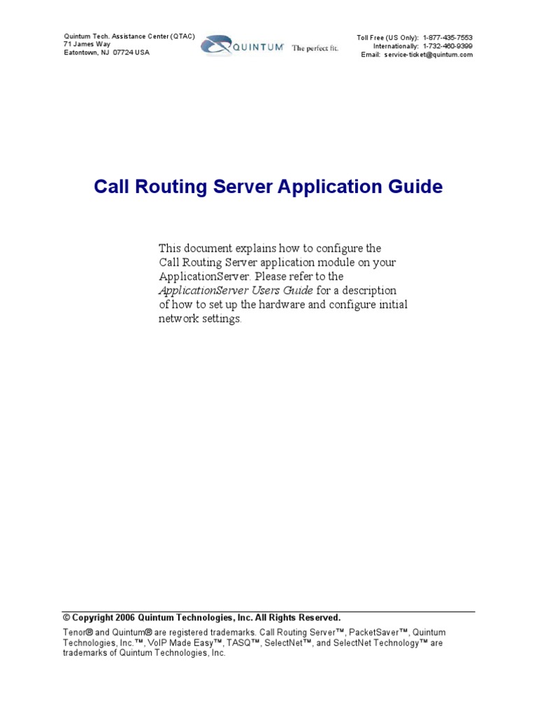 Call Routing Server Application Guide | PDF | Voice Over Ip | Telephone ...